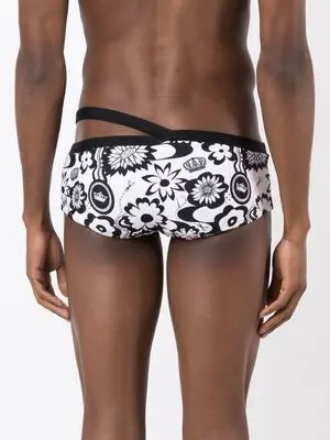 AMIR SLAMA Floral-print Swim Trunks