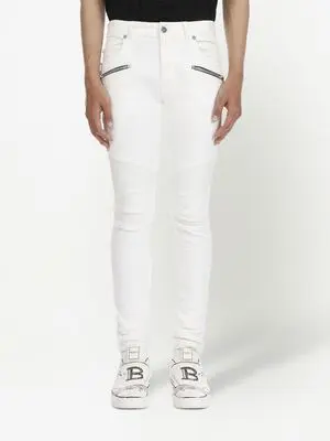 Balmain Stretch-cotton Low-rise Slim-cut Jeans - White