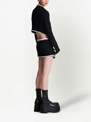 Balmain V-neck Cropped Tweed Jacket
