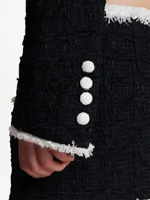 Balmain V-neck Cropped Tweed Jacket
