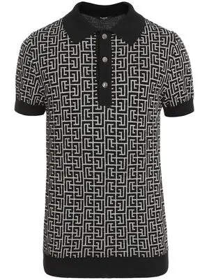 Balmain Pb Monogram Jacquard Polo Shirt