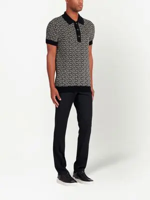 Balmain Pb Monogram Jacquard Polo Shirt