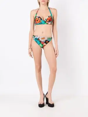AMIR SLAMA Floral-print Halterneck Bikini
