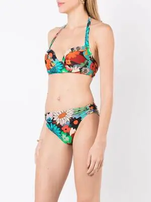 AMIR SLAMA Floral-print Halterneck Bikini