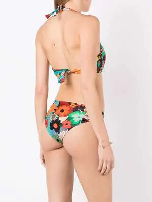 AMIR SLAMA Floral-print Halterneck Bikini