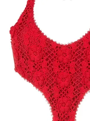 AMIR SLAMA Floral-lace Halterneck One-piece Swimsuit