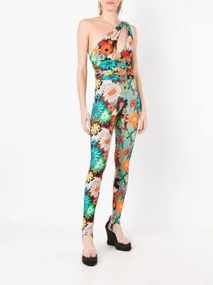 AMIR SLAMA Floral-print One-shoulder Jumpsuit