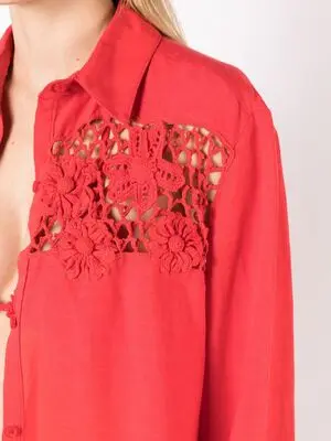 AMIR SLAMA Oversize Shirt With Floral-lace Detail