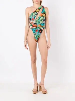 AMIR SLAMA One-shoulder Floral Swimsuit