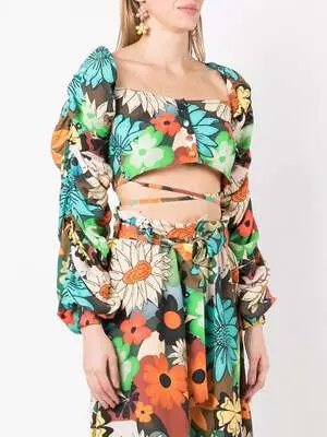 AMIR SLAMA Floral-print Bolero Jacket