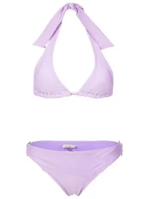 AMIR SLAMA Crochet-knit Halterneck Bikini - Purple