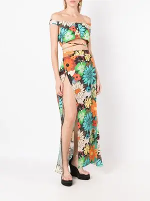 AMIR SLAMA Floral Print Wrap Skirt