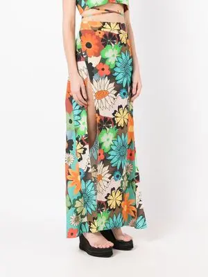 AMIR SLAMA Floral Print Wrap Skirt