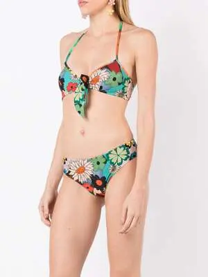 AMIR SLAMA Floral-print Halterneck Bikini