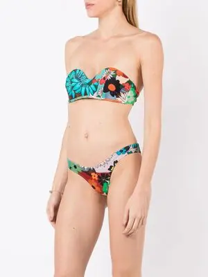 AMIR SLAMA Floral-print Bandeau Bikini