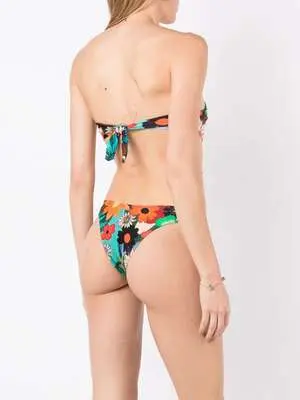 AMIR SLAMA Floral-print Bandeau Bikini