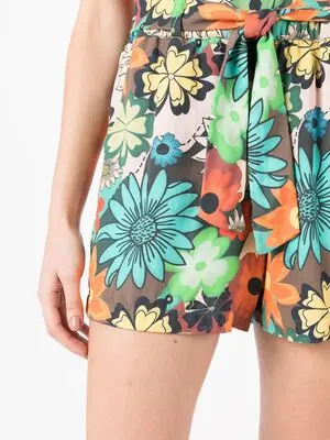 AMIR SLAMA Floral-print Belted Shorts