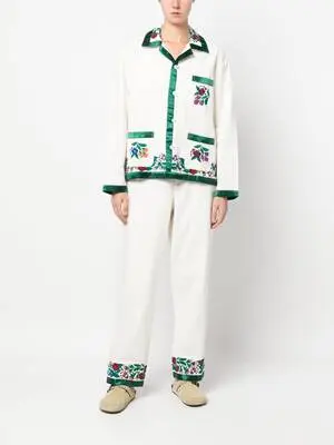 BODE Embroidered-hem Trousers - Neutrals