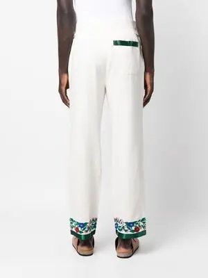 BODE Embroidered-hem Trousers - Neutrals