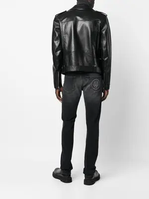 BILLIONAIRE Logo-patch Straight-leg Jeans - Black