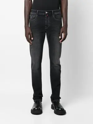 BILLIONAIRE Logo-patch Straight-leg Jeans - Black