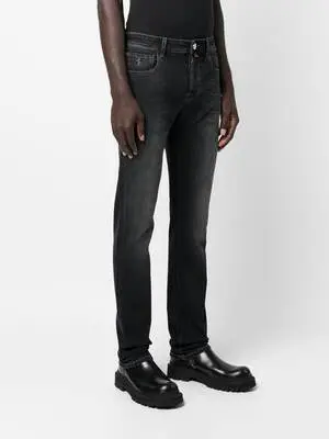 BILLIONAIRE Logo-patch Straight-leg Jeans - Black