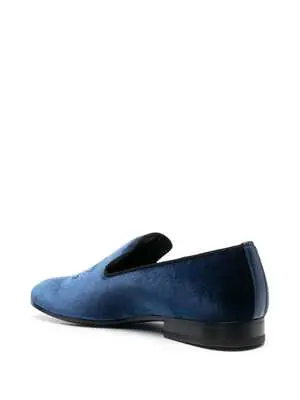 BILLIONAIRE Crest-motif Velvet Loafers - Blue
