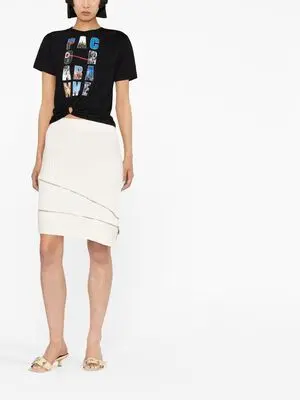 ANDREĀDAMO Ribbed Asymmetric Midi Skirt - White