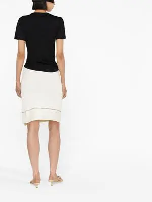 ANDREĀDAMO Ribbed Asymmetric Midi Skirt - White