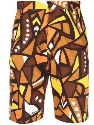 Moschino Mosaic Print Tailored Knee-length Shorts - Brown