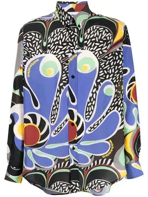 Moschino Graphic-print Button-up Silk Shirt - Blue