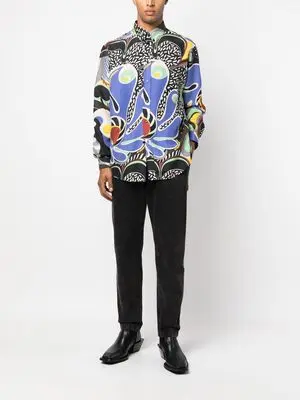 Moschino Graphic-print Button-up Silk Shirt