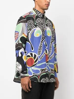 Moschino Graphic-print Button-up Silk Shirt