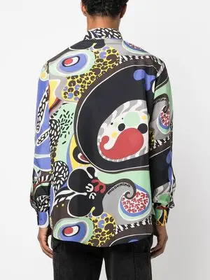 Moschino Graphic-print Button-up Silk Shirt