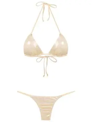 AMIR SLAMA Metallic-effect Halterneck Bikini - Gold