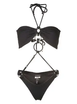 AMIR SLAMA Ribbed Halterneck Swimsuit - Black