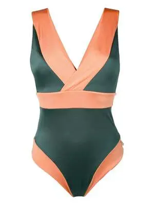 BRIGITTE Panelled V-neck Swimsuit - Green