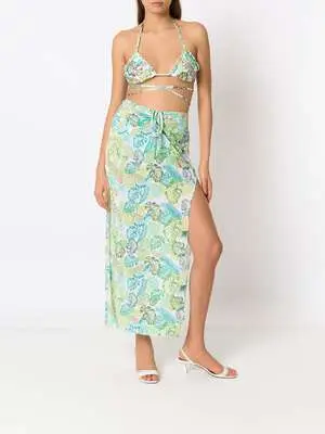 AMIR SLAMA Palm Leaf Print Skirt