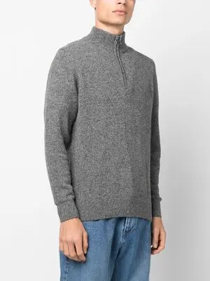 Barbour Melange-effect Half-zip Sweater - Grey