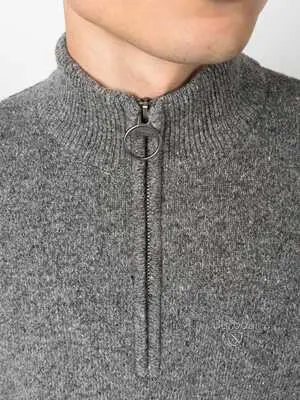 Barbour Melange-effect Half-zip Sweater - Grey