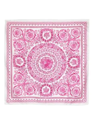 Versace Floral-print Silk Scarf - White