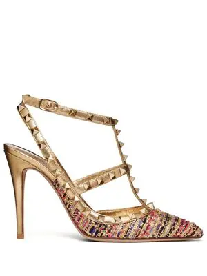 Valentino Garavani Rockstud 100mm Tweed Pumps