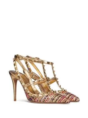 Valentino Garavani Rockstud 100mm Tweed Pumps