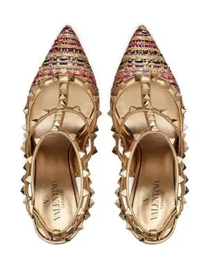 Valentino Garavani Rockstud 100mm Tweed Pumps