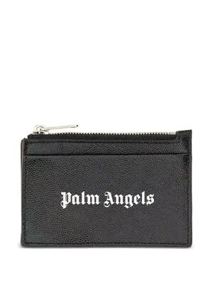 Palm Angels Gothic Logo-print Zipped Cardholder - Black