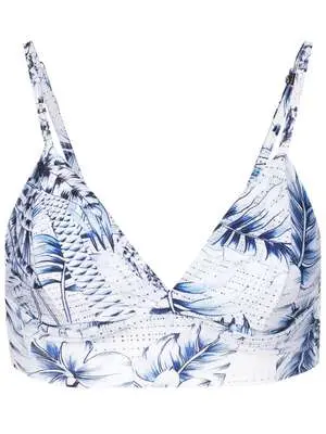 LYGIA & NANNY Palm-tree Print Bralette Top - Blue