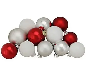 NORTHLIGHT 72ct Red, Silver & White Glass Ornam Ents 3.25-4 - One-color