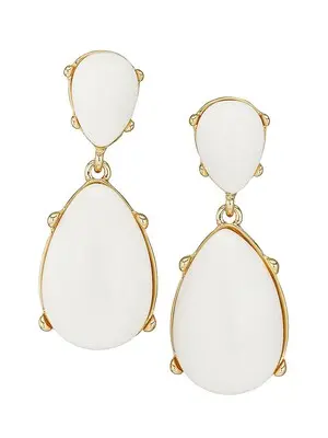 KENNETH JAY LANE Goldtone & Resin Drop Earrings - White