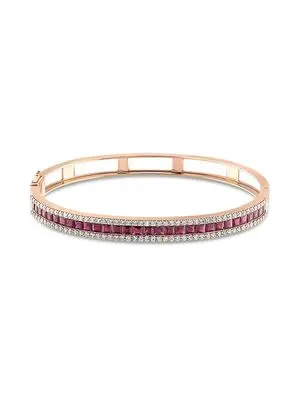BEE GODDESS Mondrian 18k Ruby, & 1.05 Tcw Diamond Bangle - Rose Gold