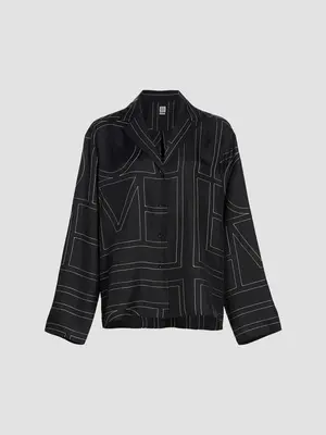 TOTEME Logo Stitch Silk Top Black Monogram